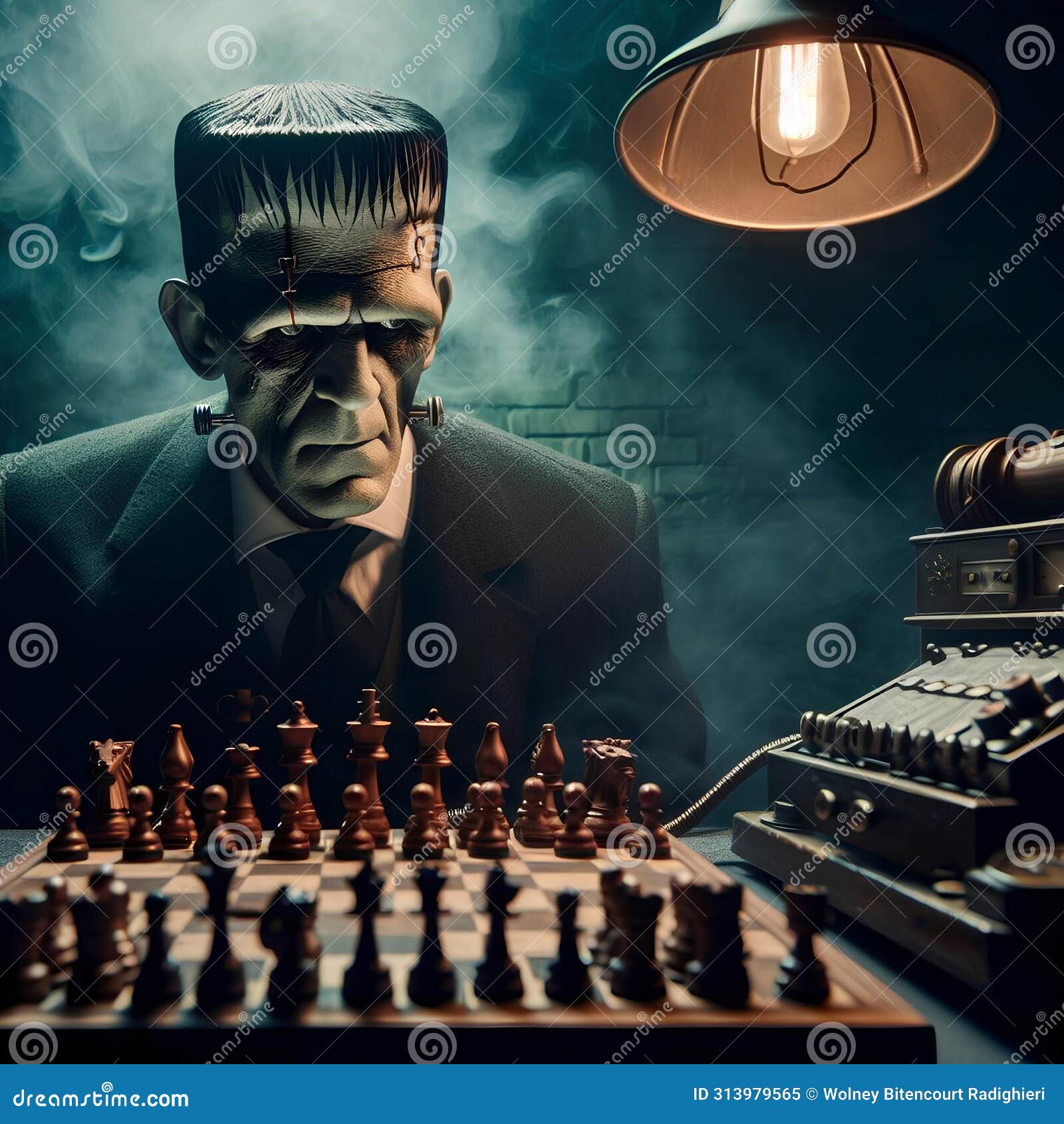 Frankenstein Learning the Art of Chess Stock Illustration ...
