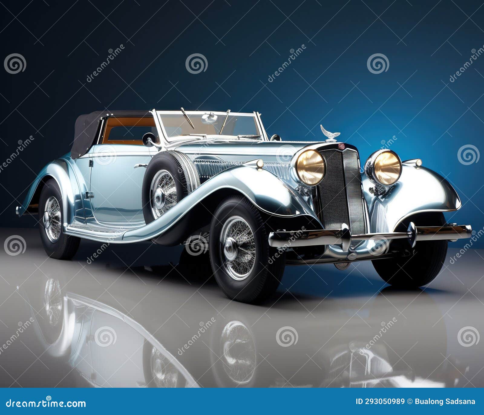 Fantastic Retro Car with Silver Chrome Elements. Stock Illustration ...