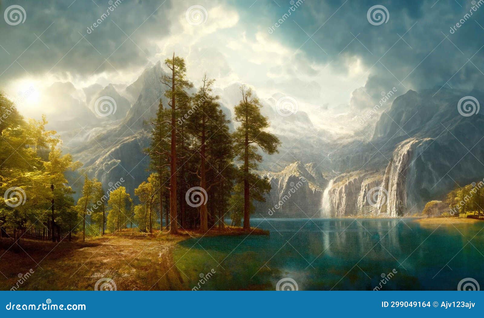 A Image of a Fantasy Landscape with Mountains and Hills Plus Trees and ...