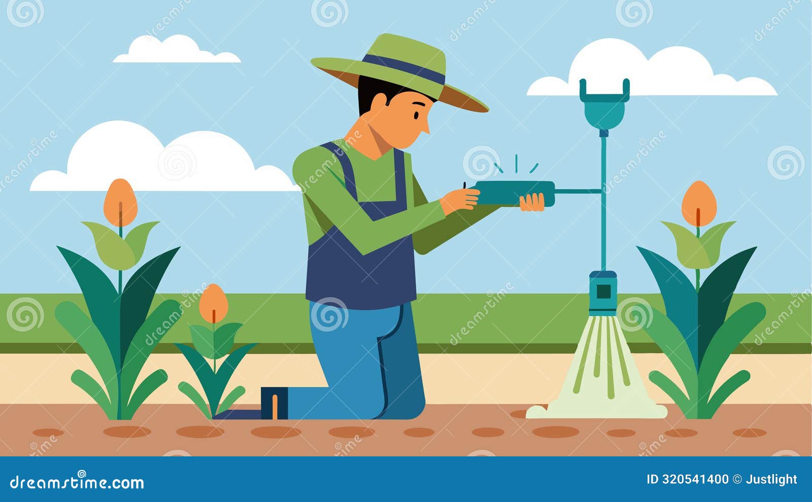 An Image of a Farmer Using Precision Nutrient Injection Technology To ...