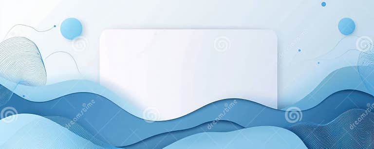 Abstract Blue and White Background with Rectangular Frame and Flowing ...