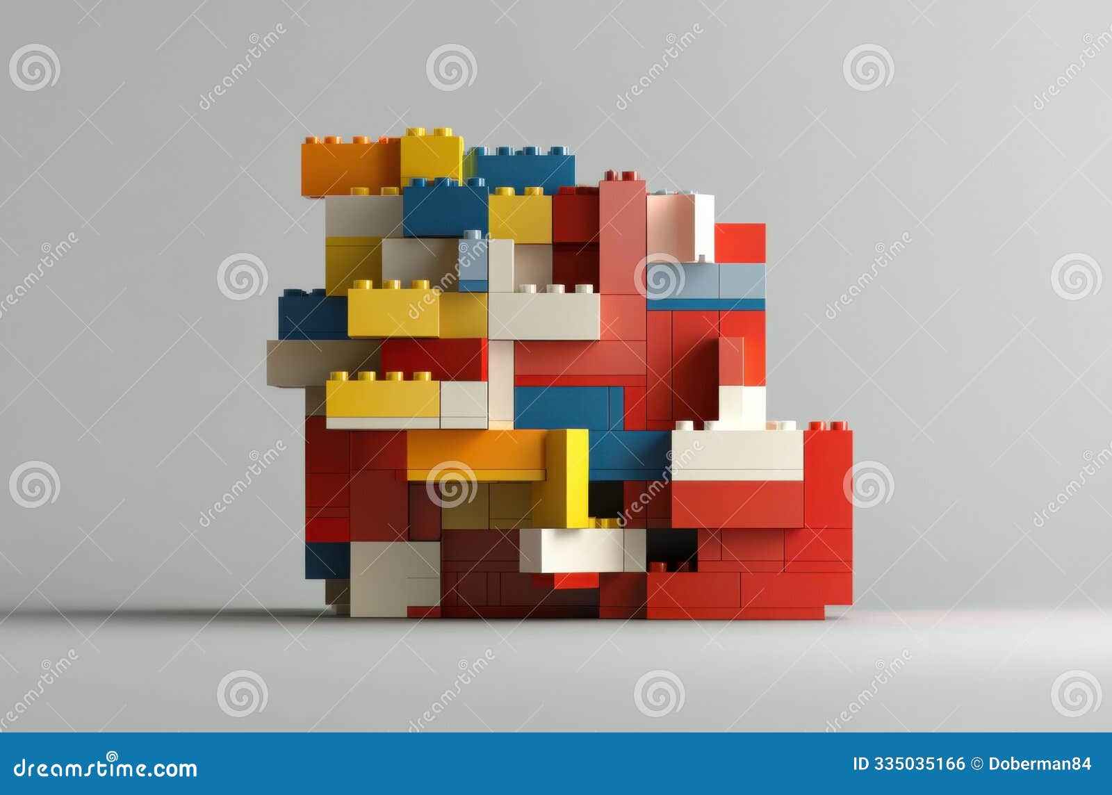 Abstract Sculpture Made of Lego Blocks Showcasing Geometric Shapes and ...