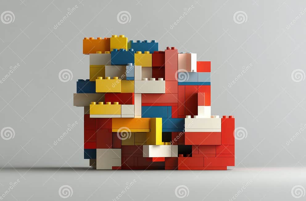 Abstract Sculpture Made of Lego Blocks Showcasing Geometric Shapes and ...
