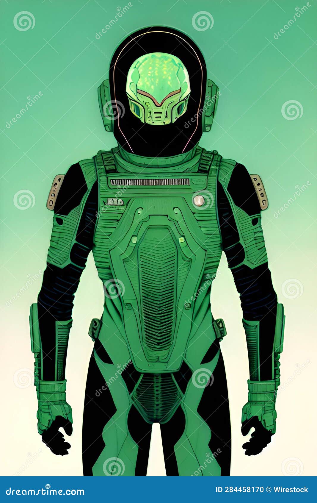 An Alien Suit is Made Up of Green and Black Material Stock Illustration ...