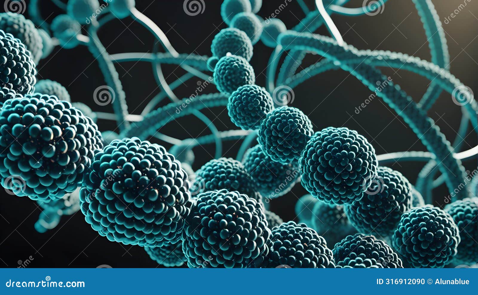 Artistic Teal Nanoparticles with Helical Structures Stock Photo - Image ...