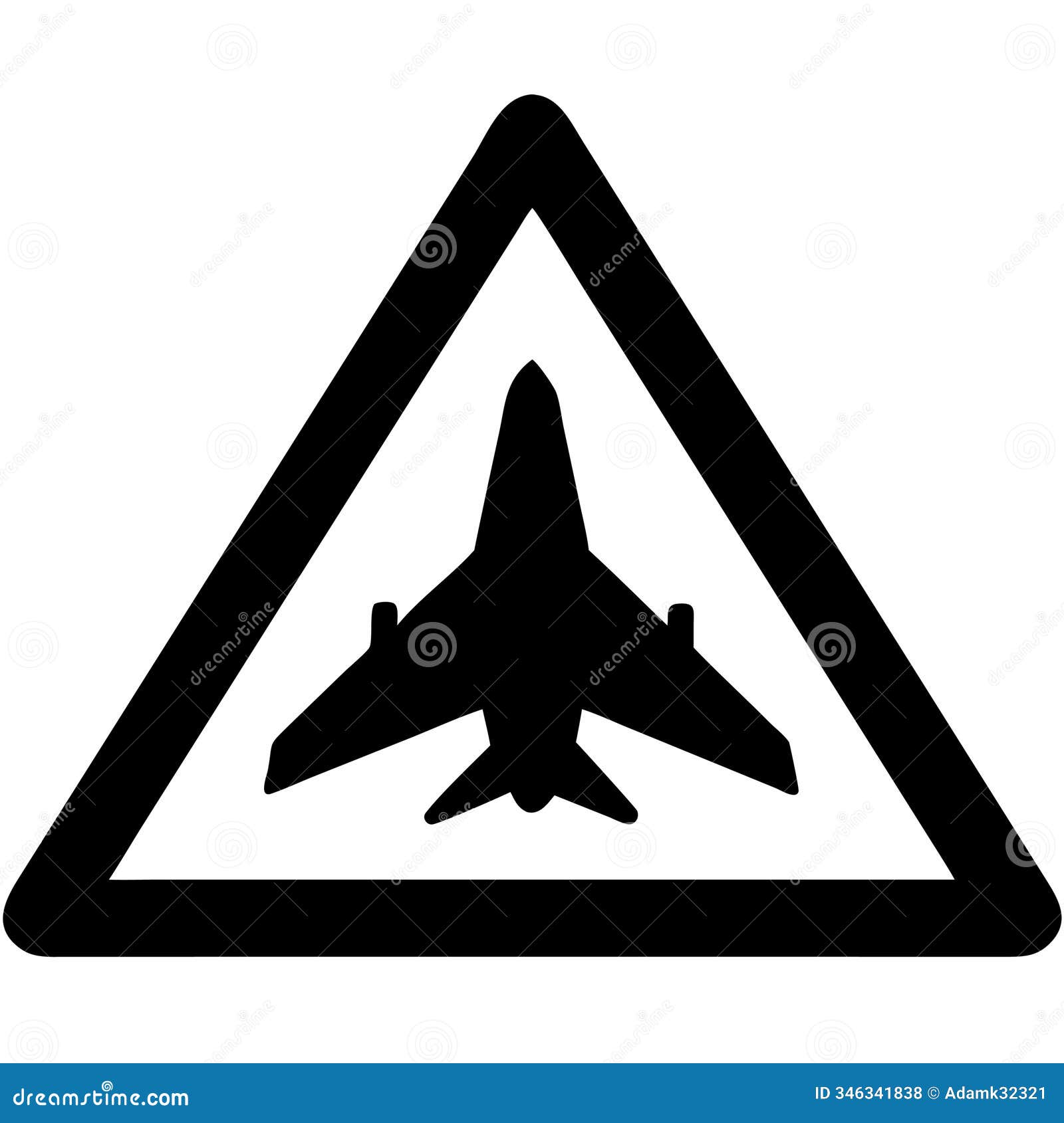 Aviation Warning Sign with Jet Plane in Triangular Frame Vector ...