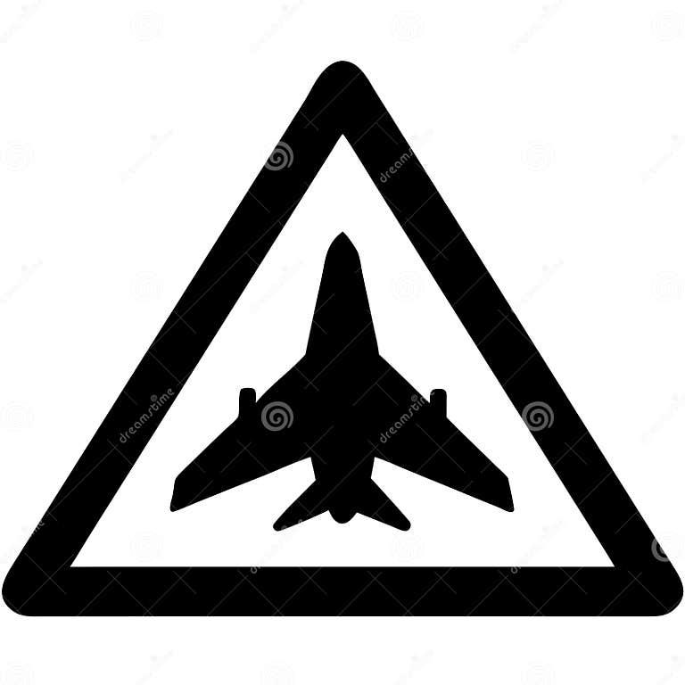 Aviation Warning Sign with Jet Plane in Triangular Frame Vector ...