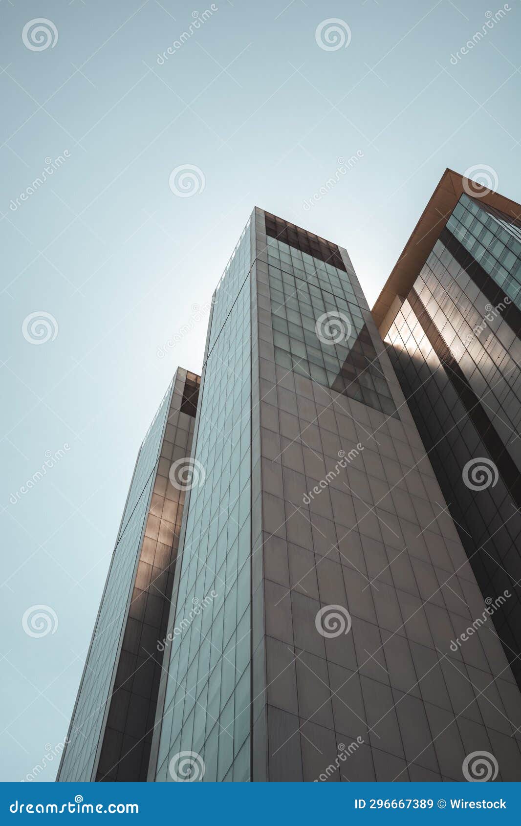 Two High Rise Skyscrapers Near the Sun and Some Buildings Stock Image ...