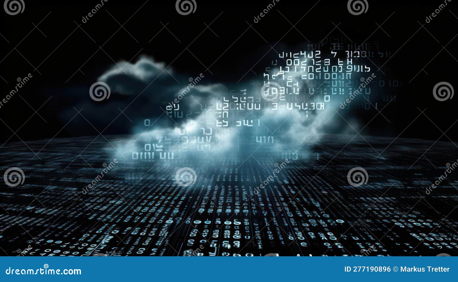 A Binary Code Symbol Surrounded By Clouds Of Data Created With Generative Ai Stock Illustration