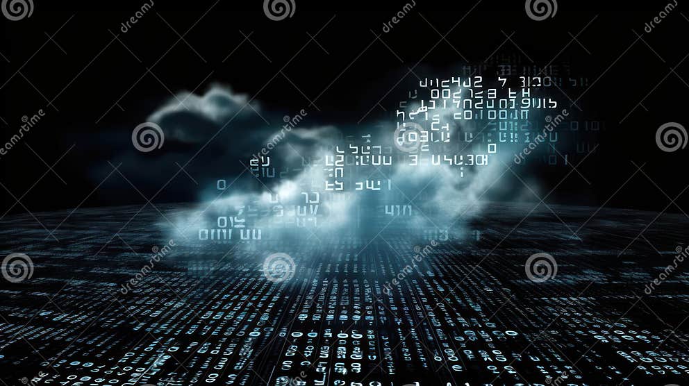 A Binary Code Symbol Surrounded by Clouds of Data Created with ...