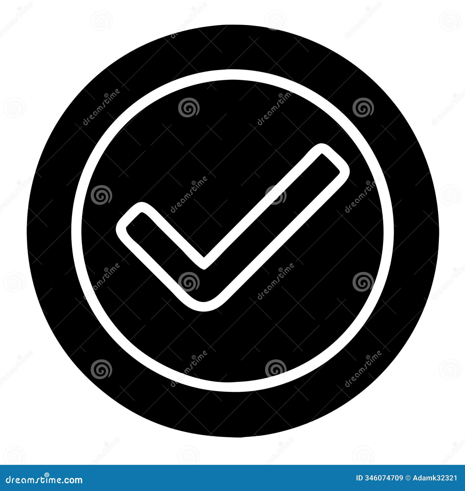 Black Circular Check Mark Symbol for Approval or Confirmation Vector ...