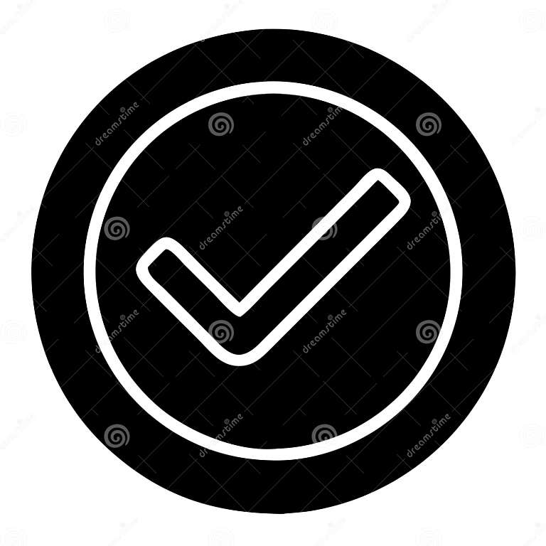 Black Circular Check Mark Symbol for Approval or Confirmation Vector ...