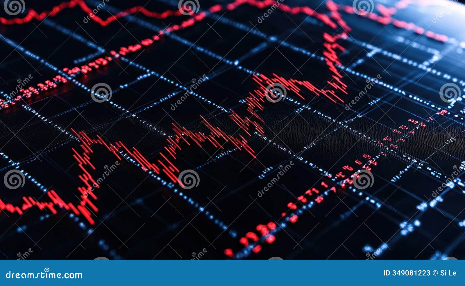 Blue Candlestick & Line Graphs: Illuminating Financial Data on Isolated ...