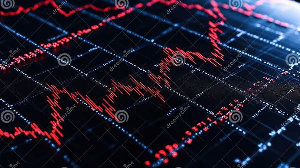 Blue Candlestick & Line Graphs: Illuminating Financial Data on Isolated ...