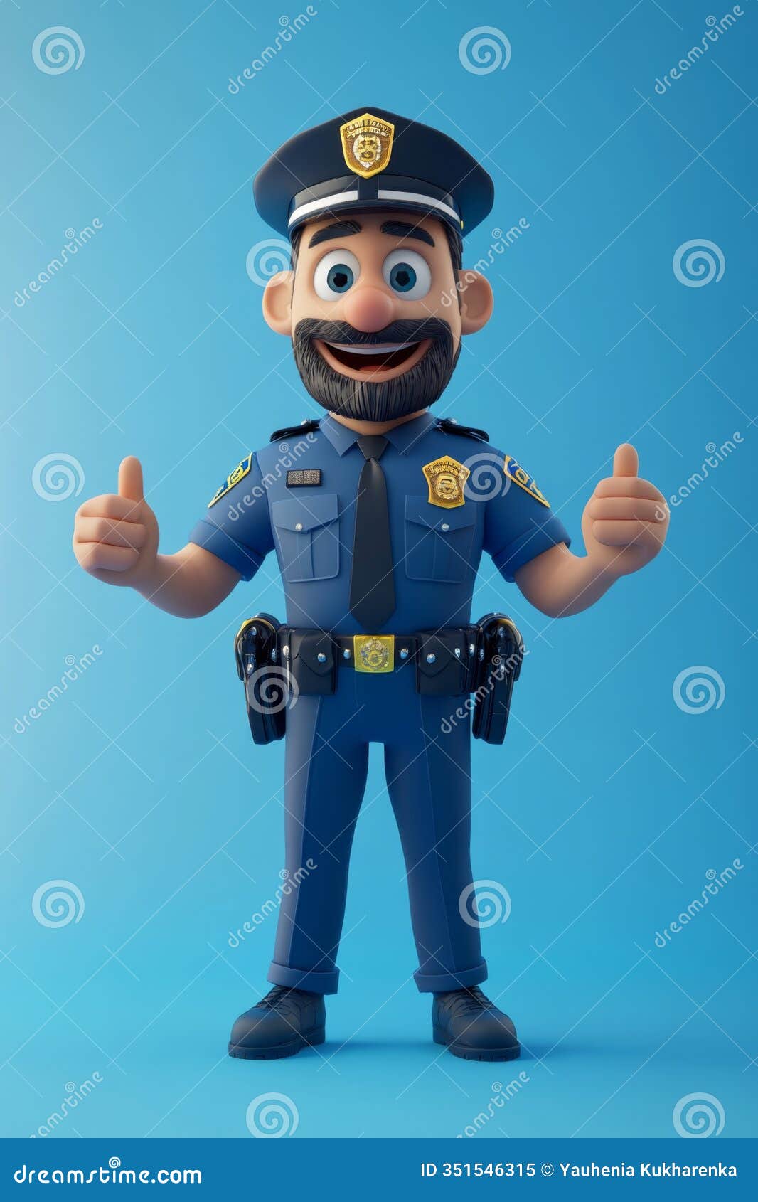 Cheerful 3D Cartoon Policeman Stock Illustration - Illustration of ...