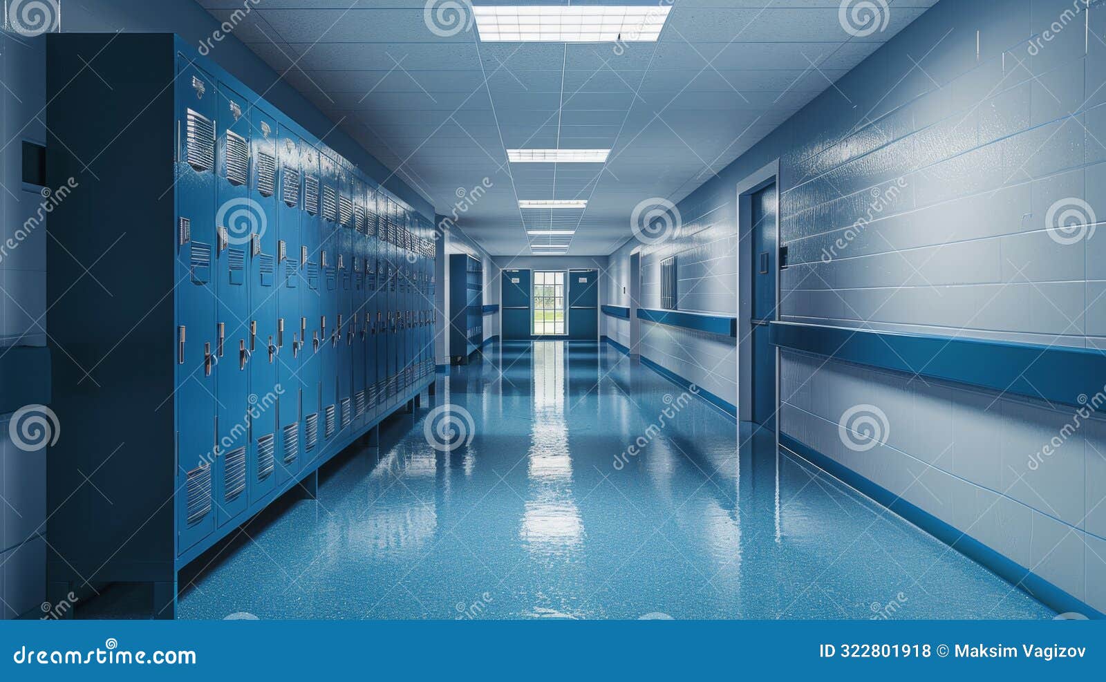 Bright Modern School Hallway with Lockers, Generative AI Stock Photo ...