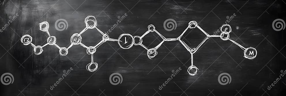Chalk Drawing of Molecular Structure on Blackboard Stock Illustration ...