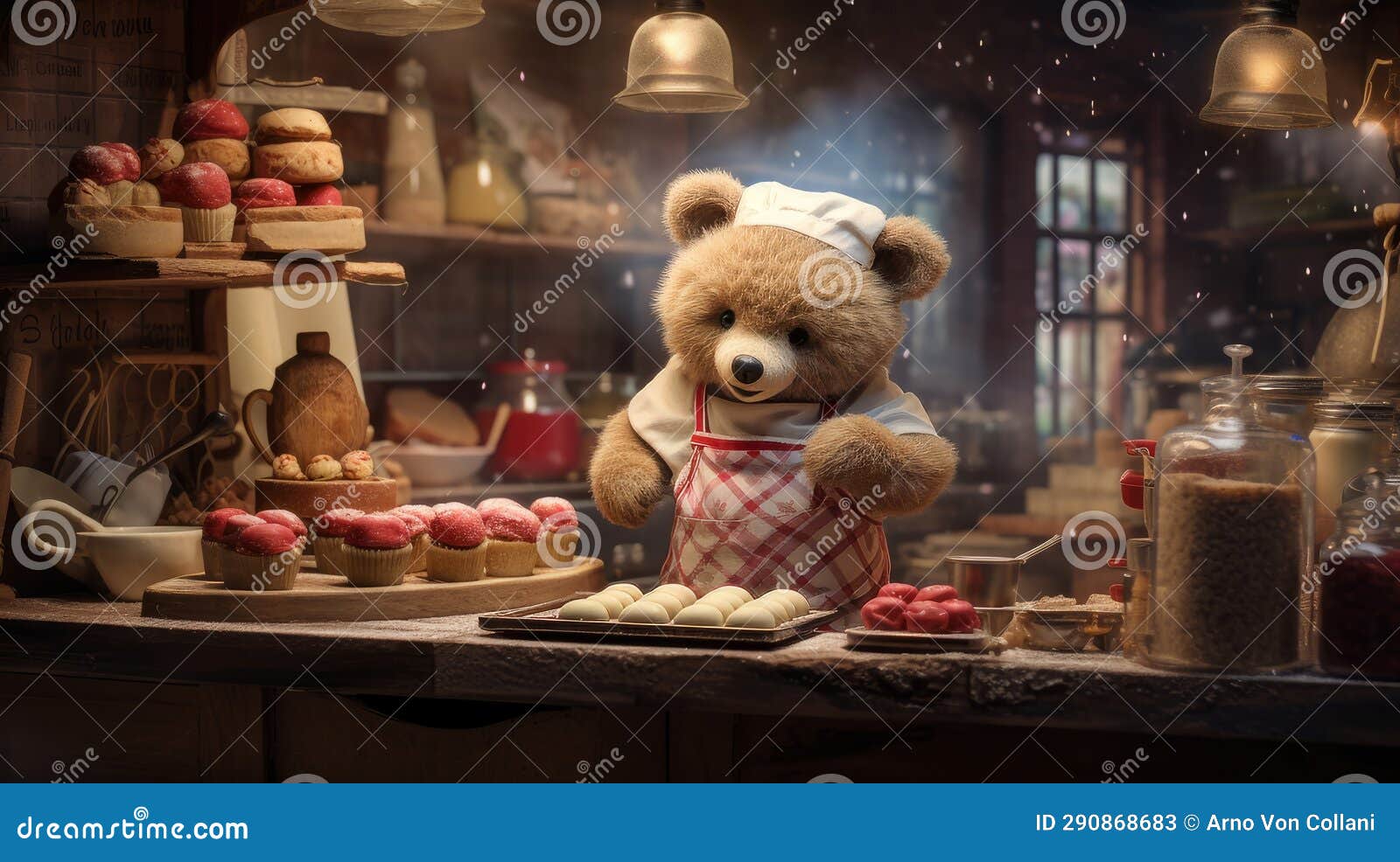 Chef Teddy: a Culinary Teddy Bear Baking Delicious Treats Stock ...