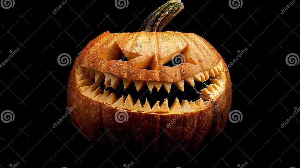 Scary Carved Pumpkin with Sharp Teeth, Generative AI Stock Image ...