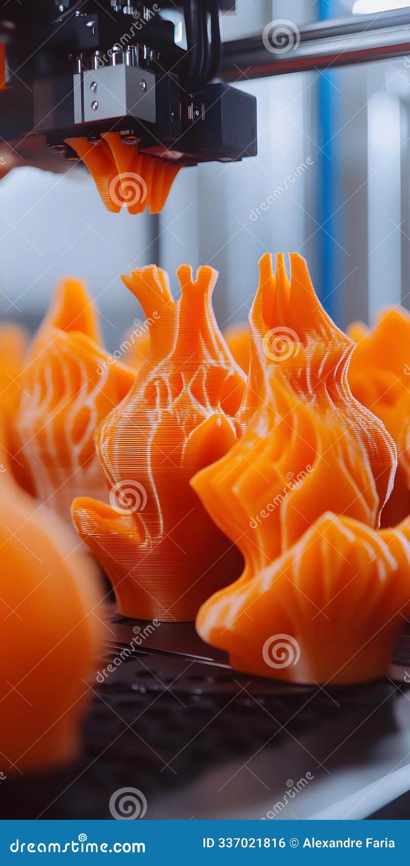 3D Printer Creating Bright Orange Object Stock Illustration ...