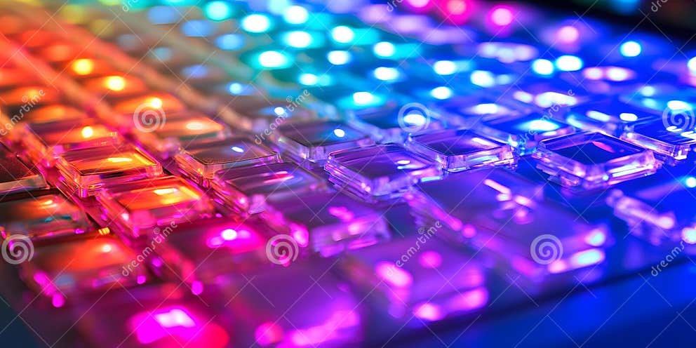 Illuminated Keyboard with Vibrant Colors Stock Illustration ...