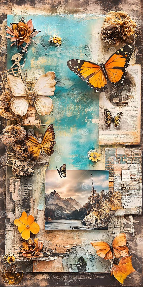 Colorful Collage of Nature Elements Stock Illustration - Illustration ...