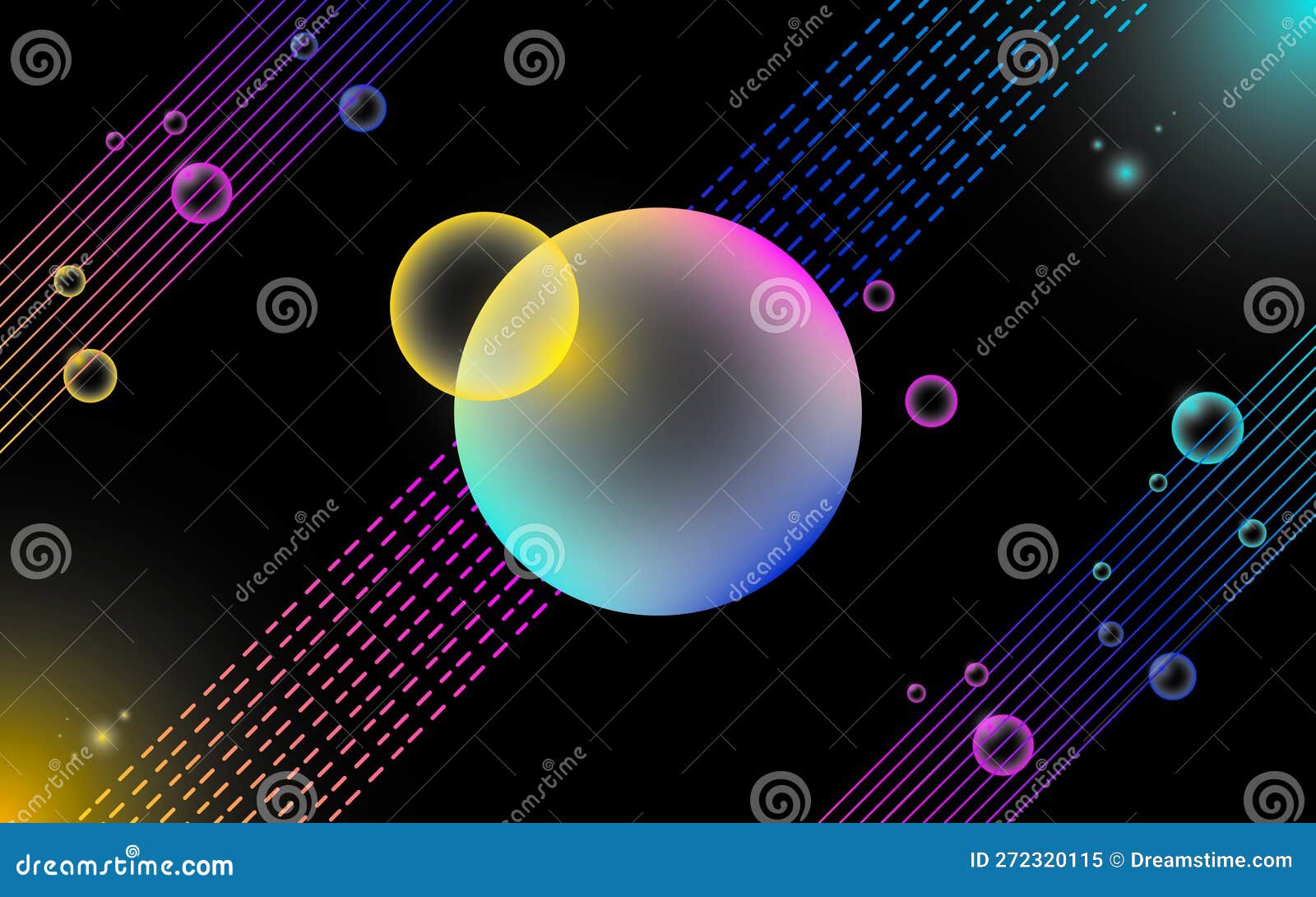Trendy Neon Bubbles with Background. Round Bubbles with Glowing Light ...