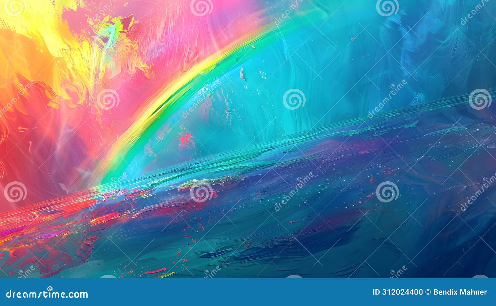 Colorful Rainbow Arc Across Abstract Technicolor Background Stock ...