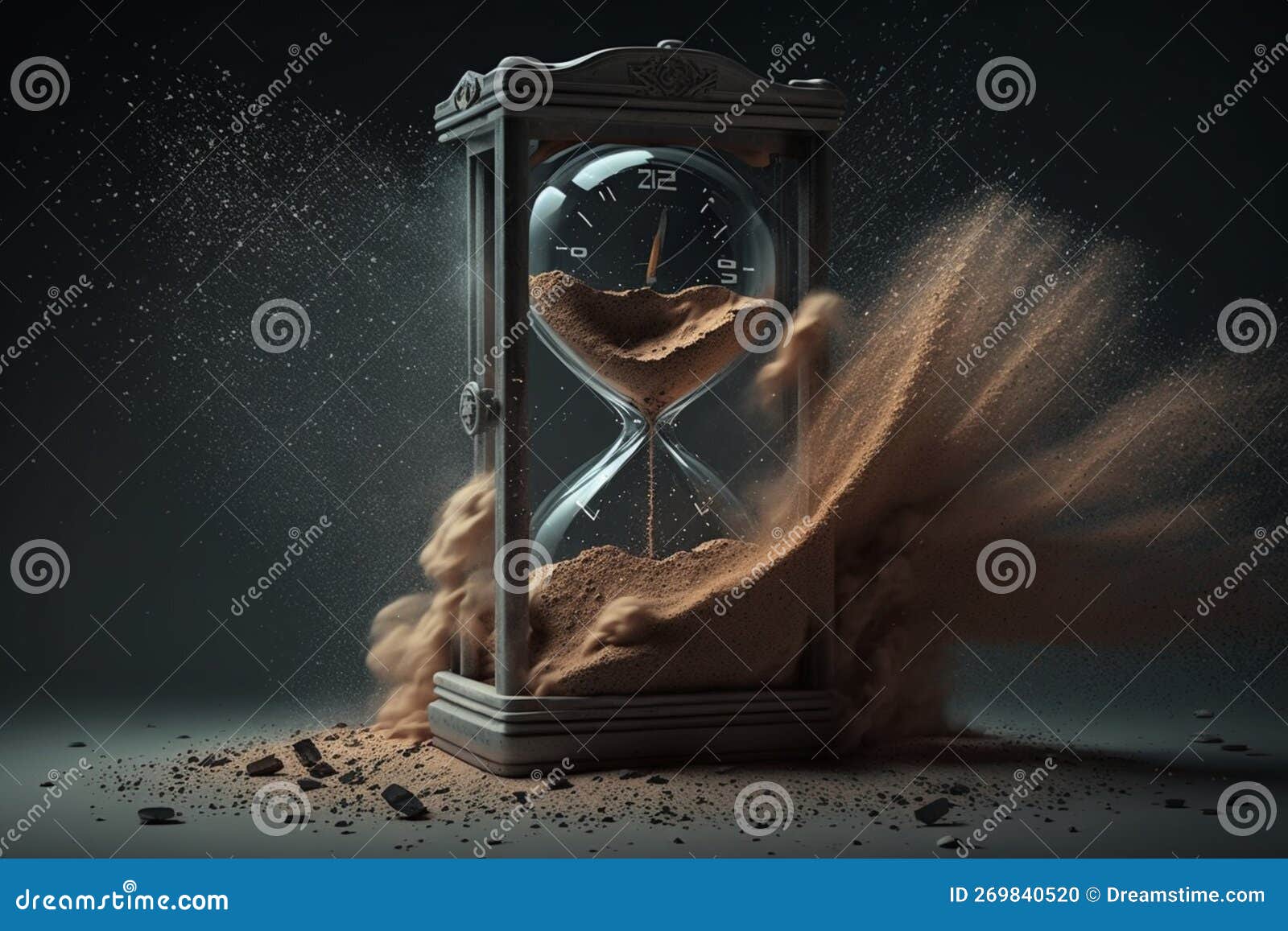 A Time Clock Broken into Empty Void Generative AI Stock Illustration ...