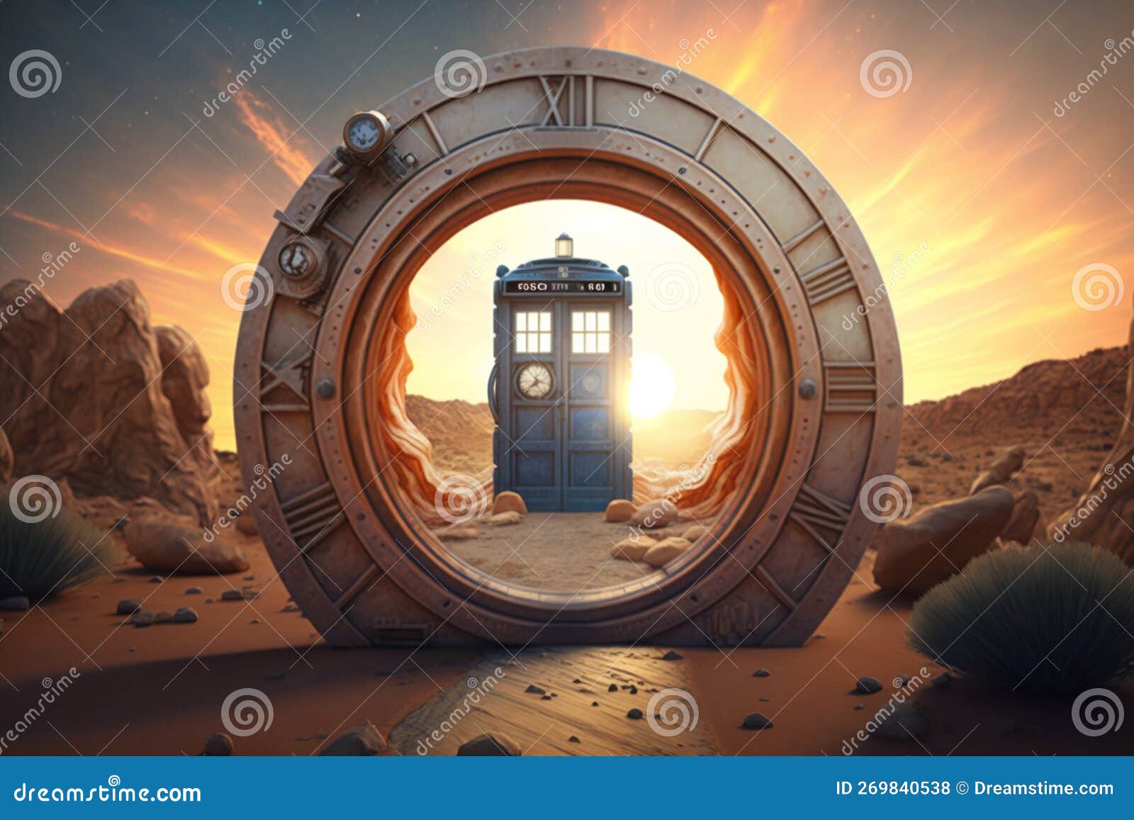A Time Gate with Time Machine Generative AI Stock Illustration ...