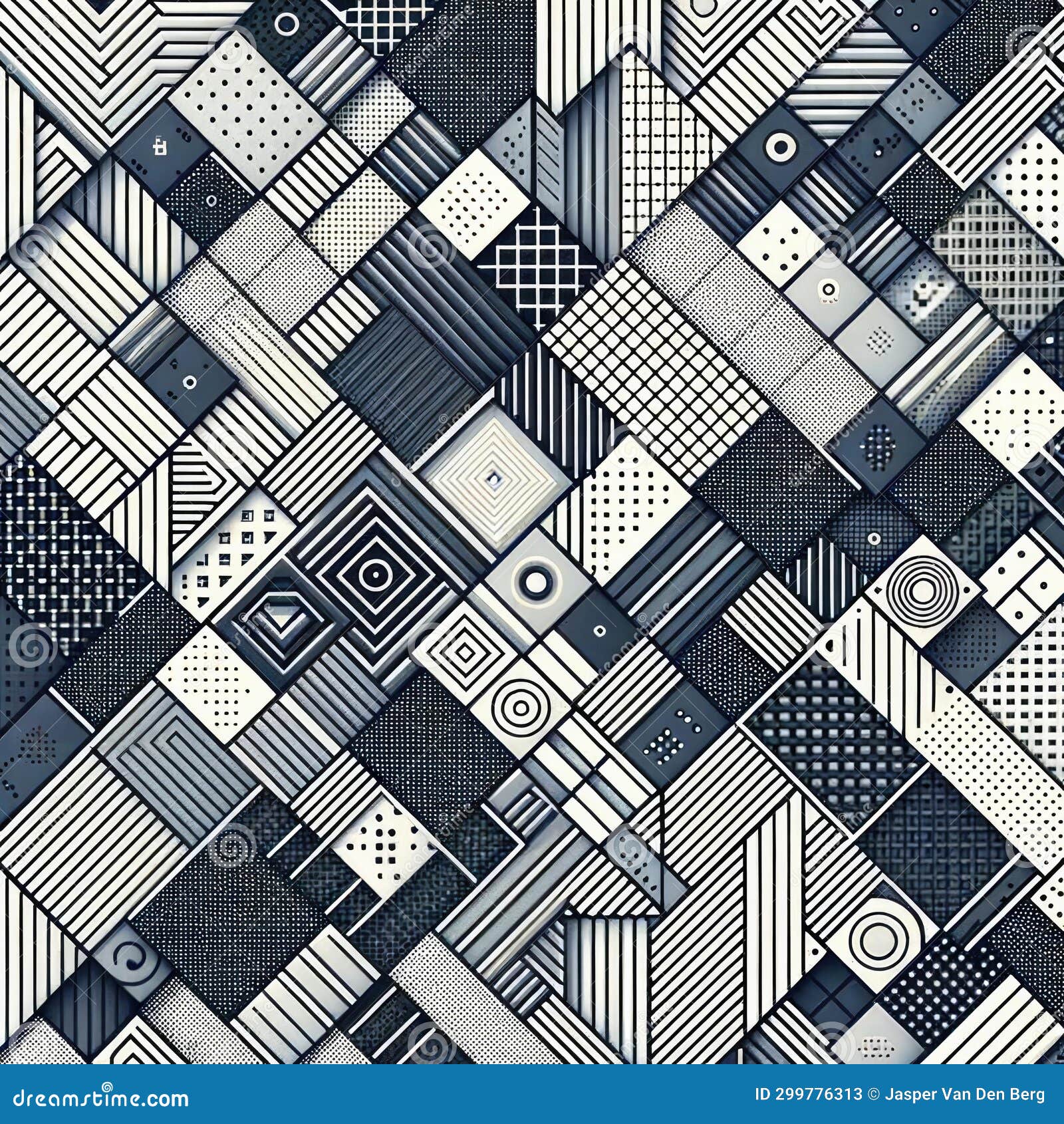 Abstract Geometric Pattern with Monochrome Textures, AI Generated Stock ...