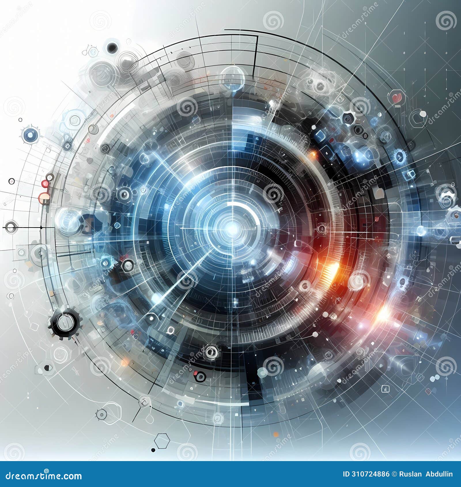 Complex Futuristic Interface with Abstract Elements Stock Illustration ...