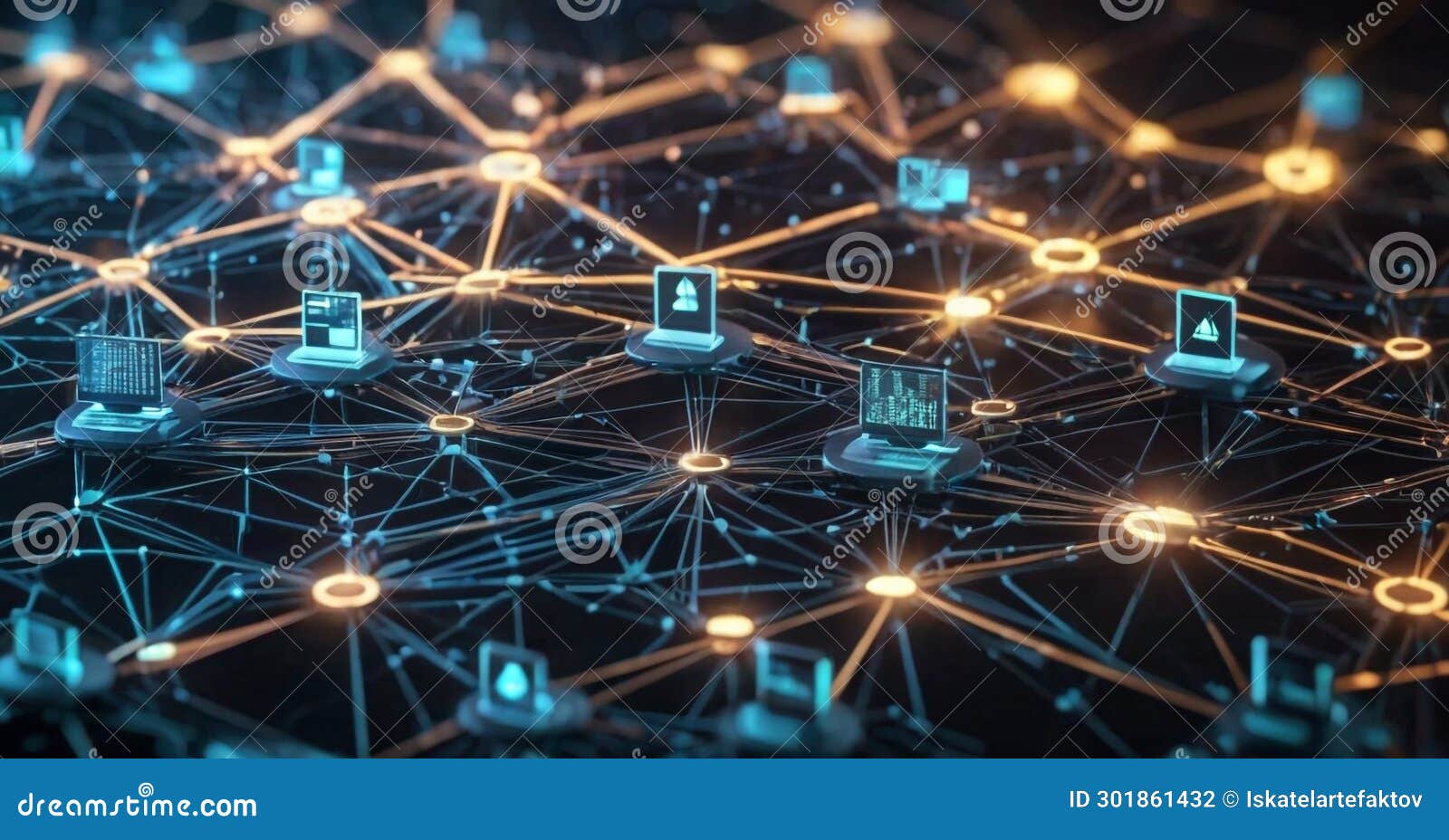 This Image Features a Complex Network of Interconnected Nodes and Lines ...