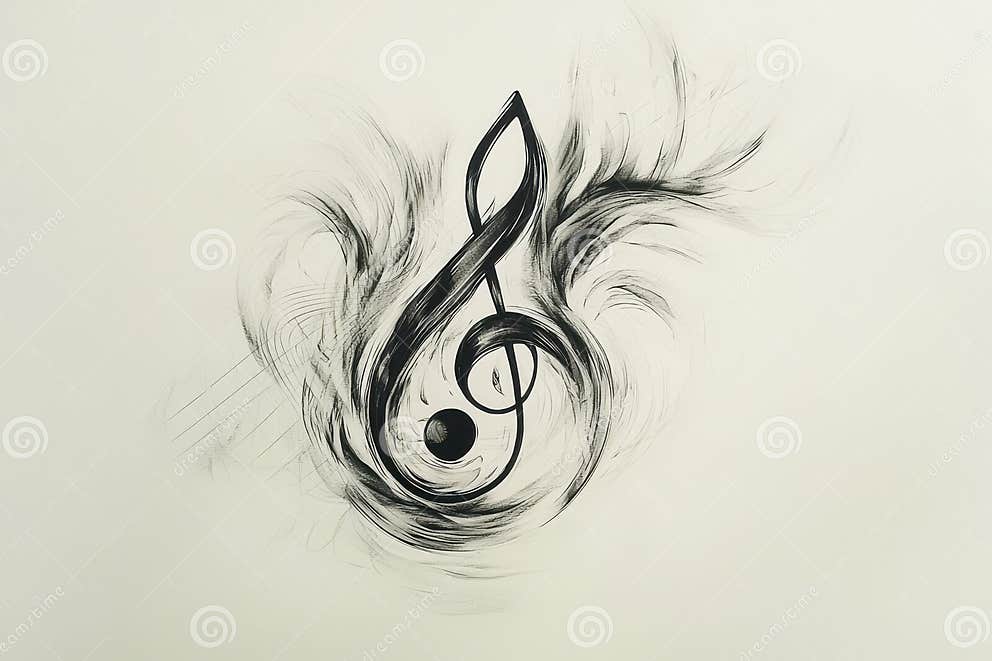 Artistic Line Drawing of a Musical Note Tattoo Design with Flowing ...