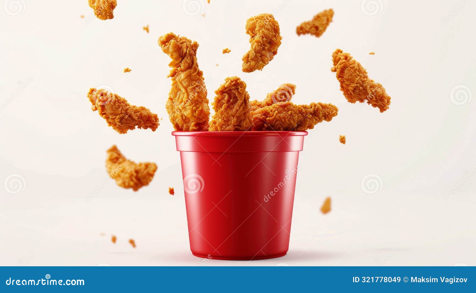 Crispy Fried Chicken Pieces in Red Bucket, Generative AI Stock Image ...