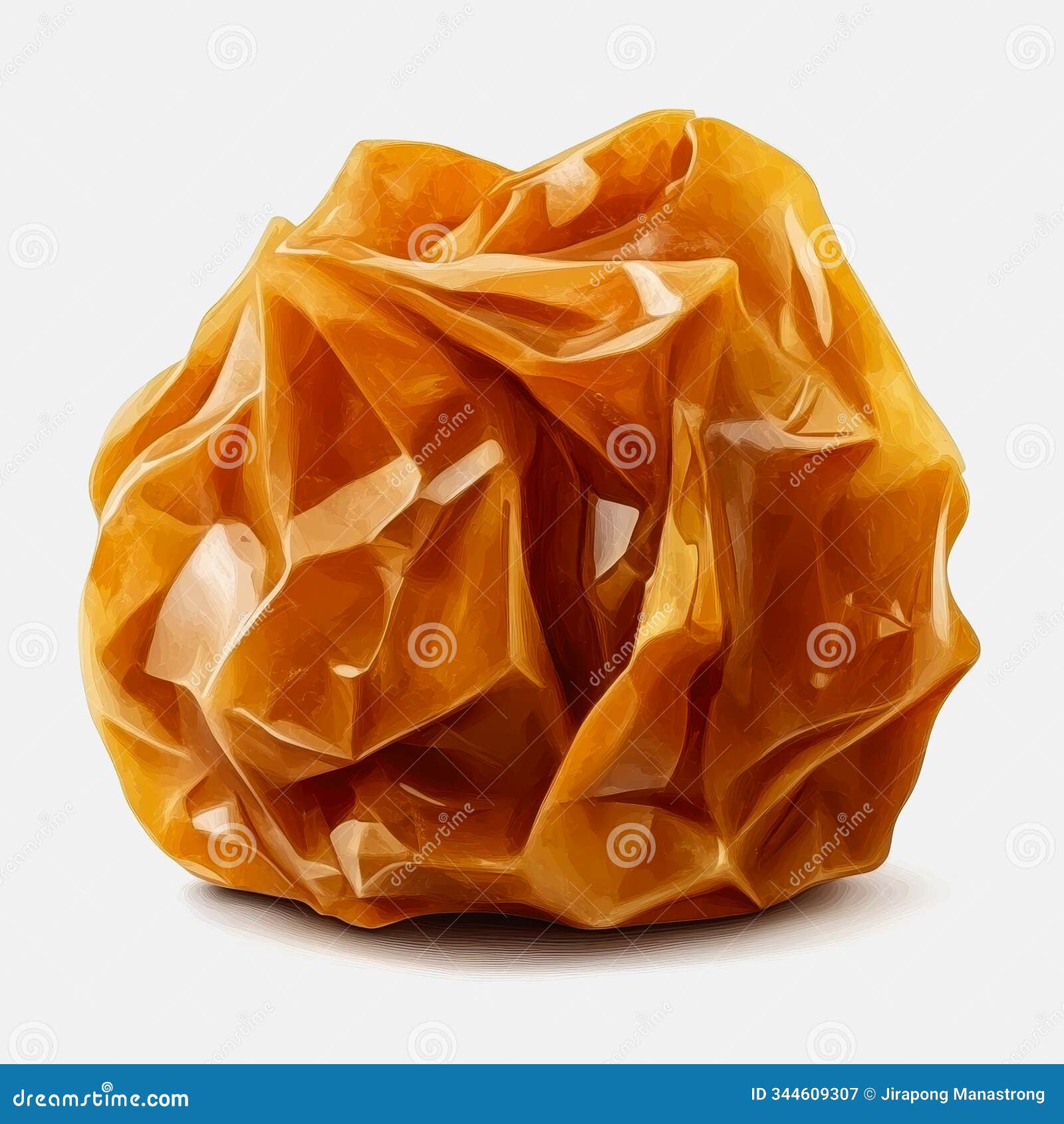 Crumpled Toffee Color Object on White Background Stock Image - Image of ...