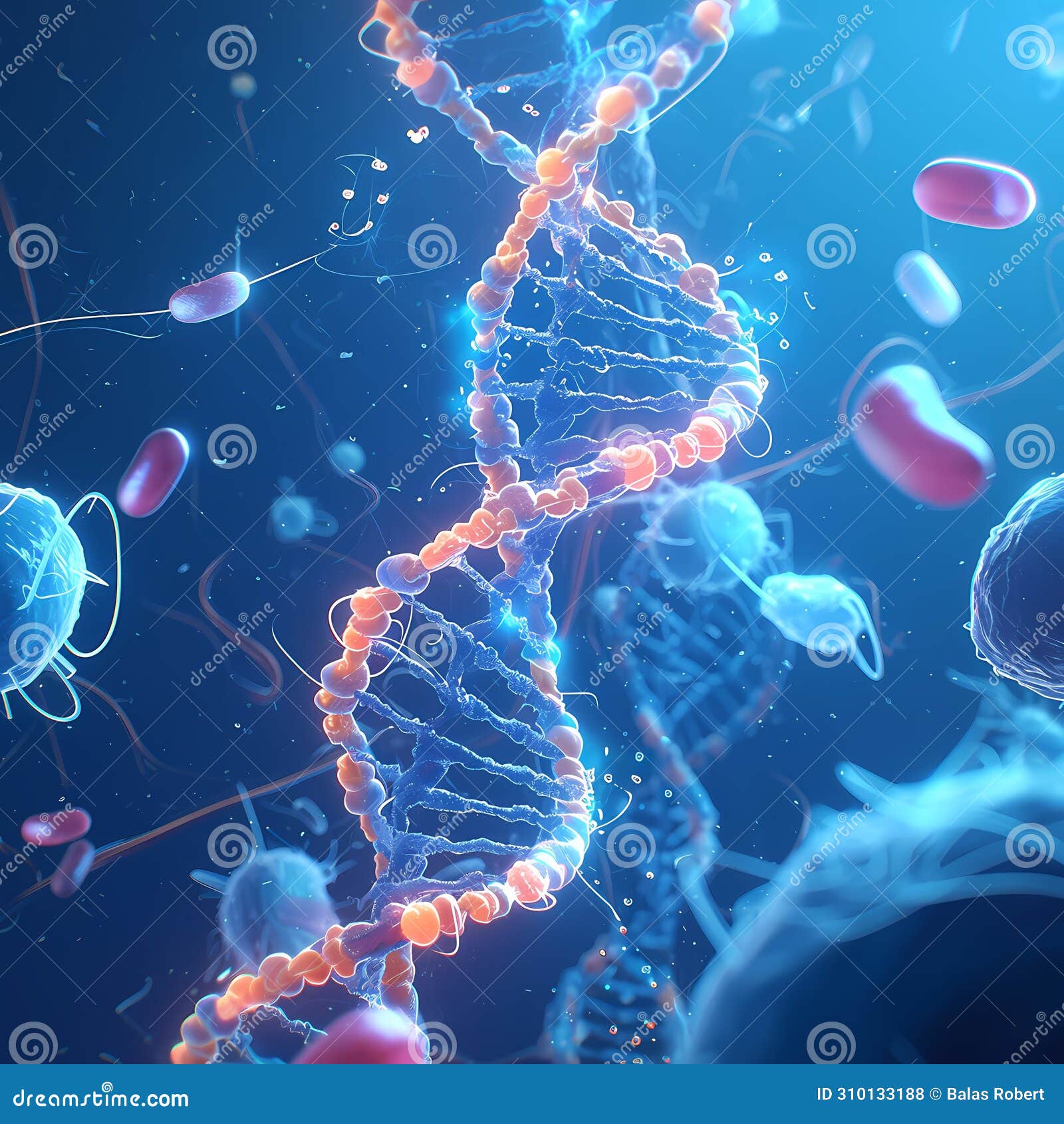 Illustration of DNA Strand in Scientific Atmosphere Stock Illustration ...