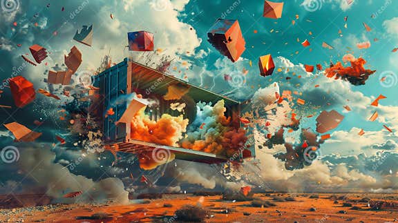 Explosive Container in Desert Storm, Generative AI Stock Illustration ...