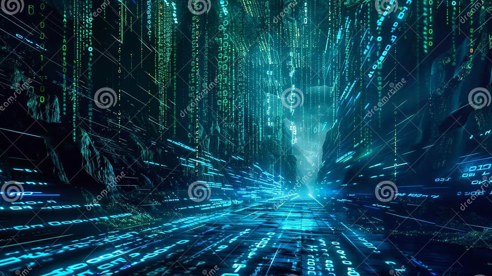 Abstract Digital Matrix, Generative AI Stock Photo - Image of ...