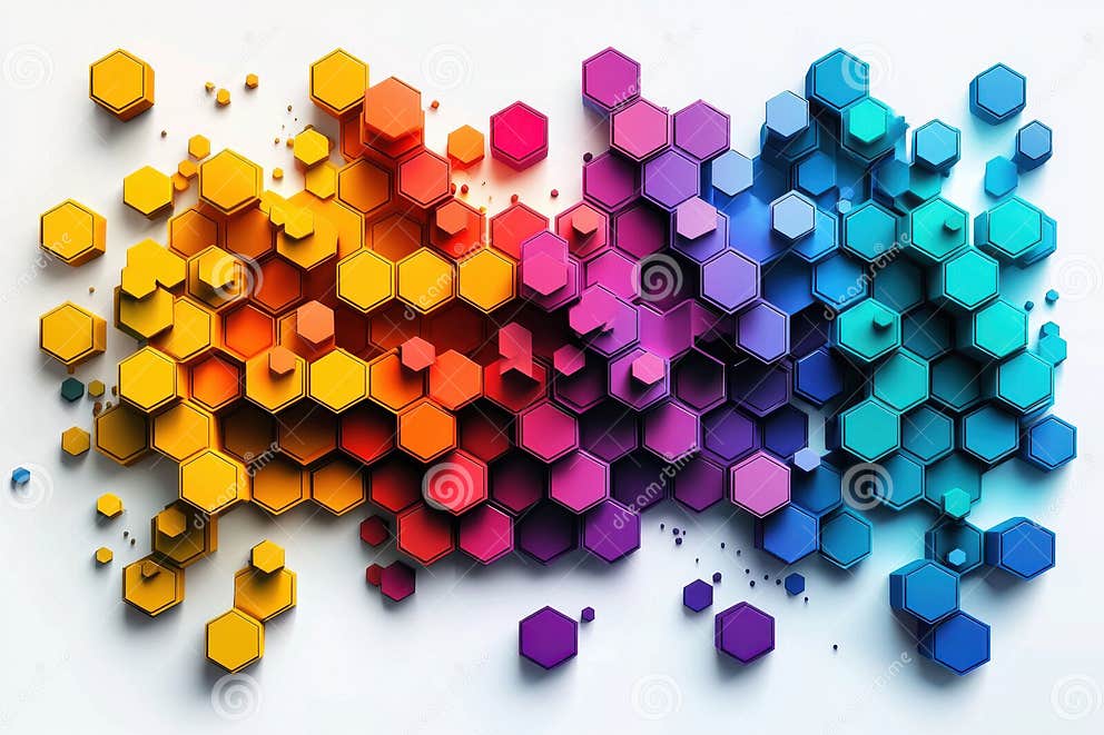 Abstract Colorful Hexagonal Pattern Background with Vibrant Shades ...