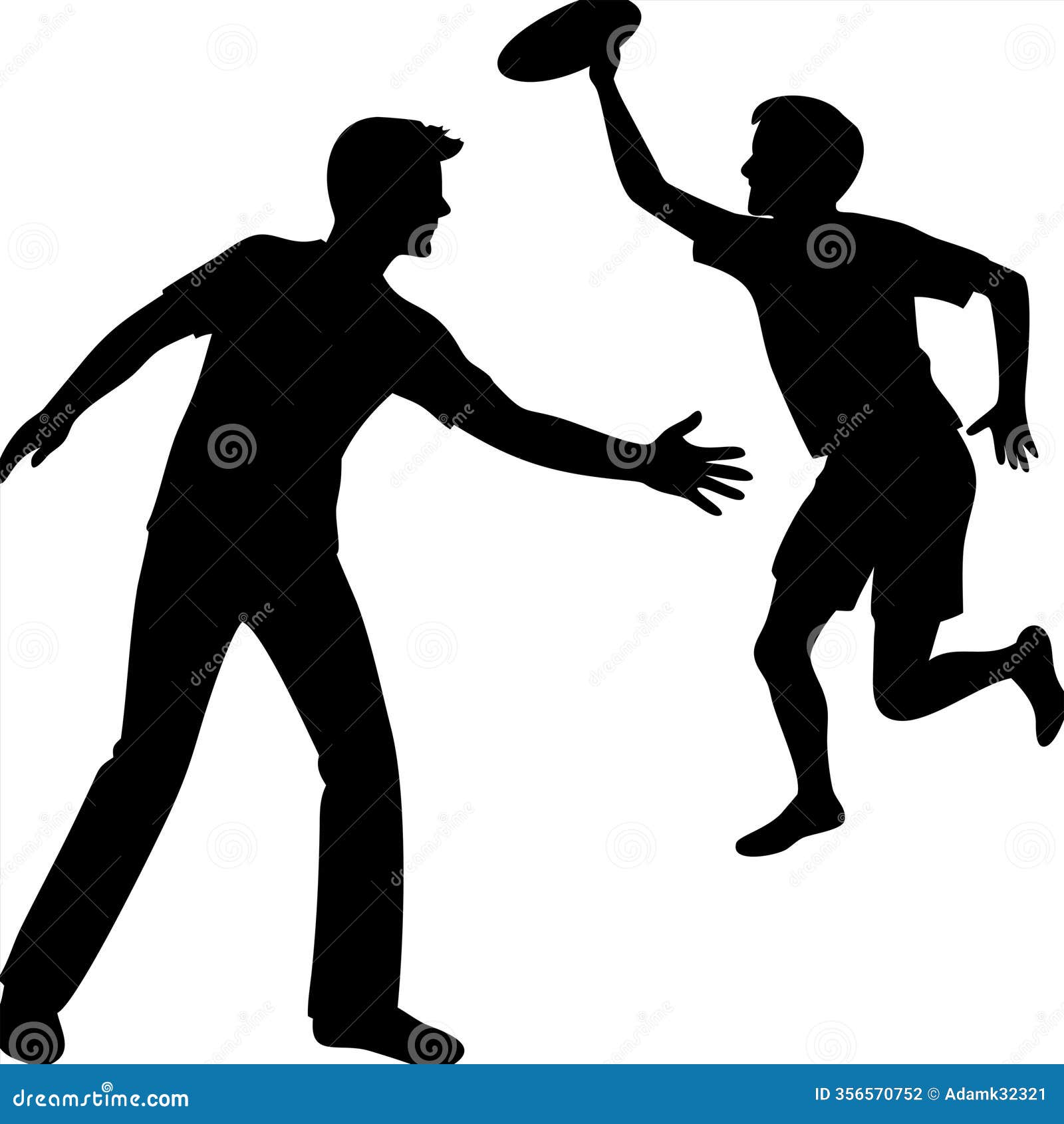 Silhouette of Two People Playing Ultimate Frisbee Vector Art Stock ...