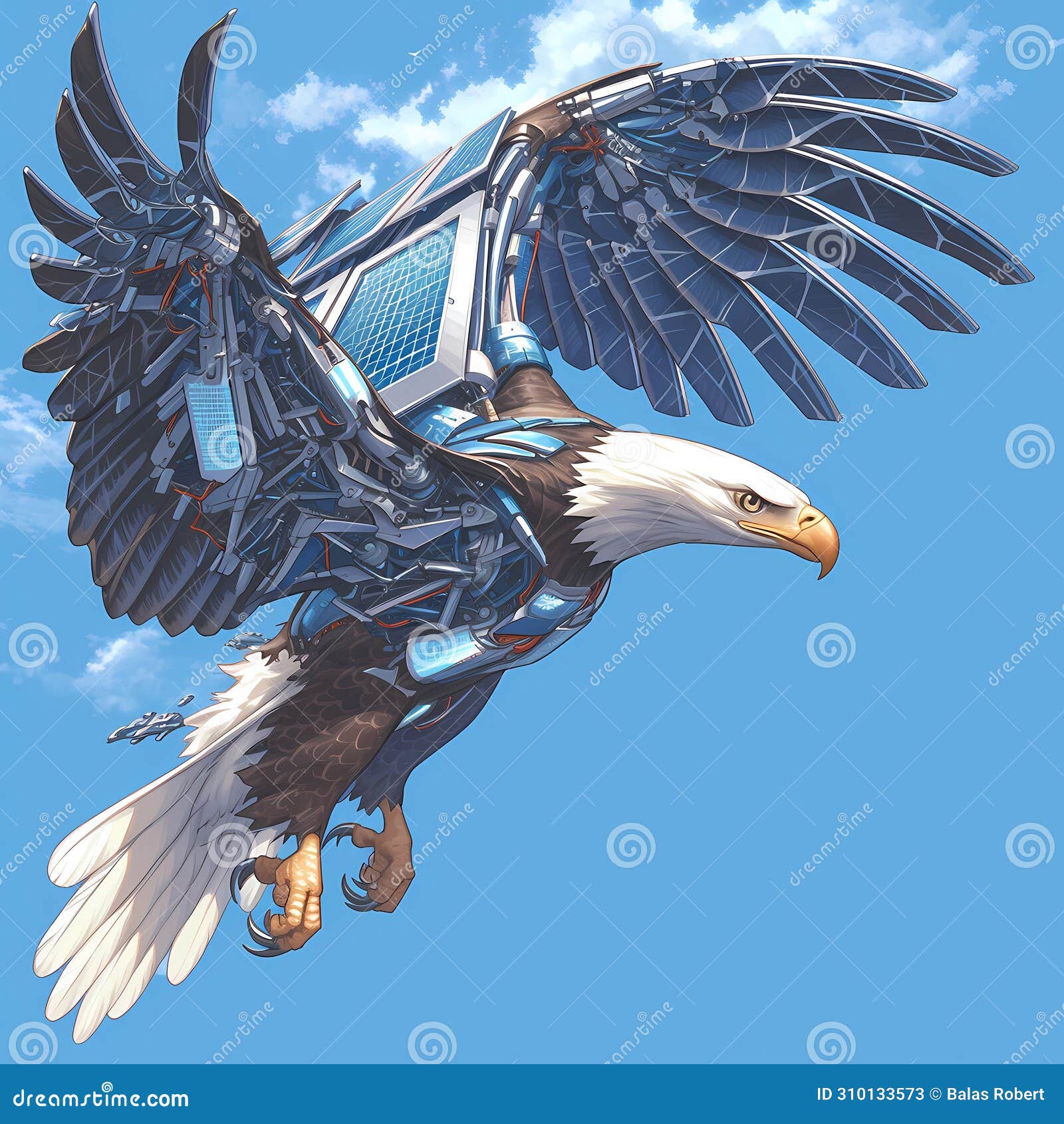 Robotic Eagle in Flight stock illustration. Illustration of advanced ...