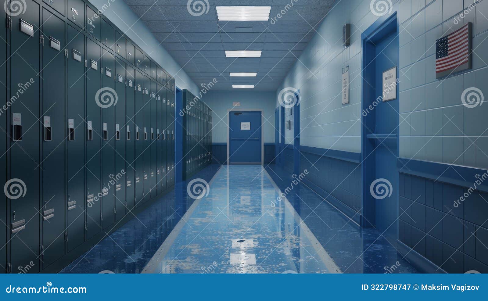 Empty School Hallway with Lockers, Generative AI Stock Image - Image of ...