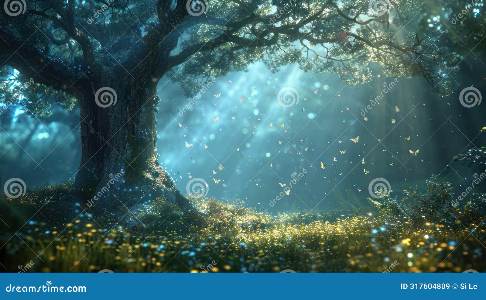 Enchanted Fairy Tree in Mystical Forest - Magical Nature Landscape with ...