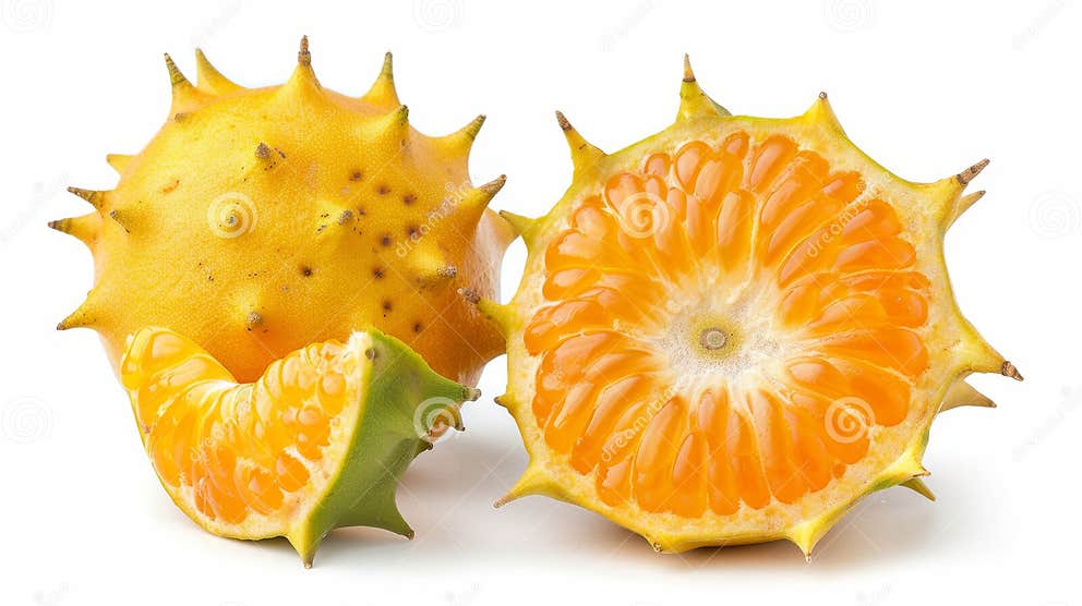 Exotic Spiked Fruit with Orange Segments - Generative AI Stock Image ...