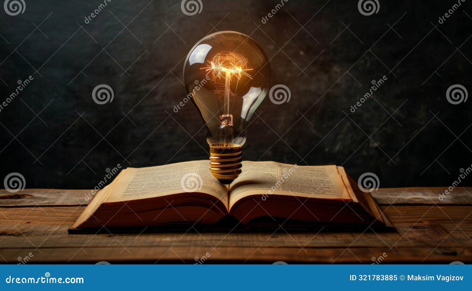 Illuminated Book with Light Bulb, Generative AI Stock Image - Image of ...