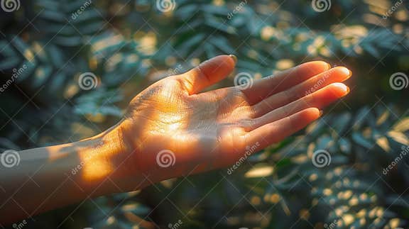 Radiant Hand Casting a Sharp Shadow in Sunlight Stock Illustration ...