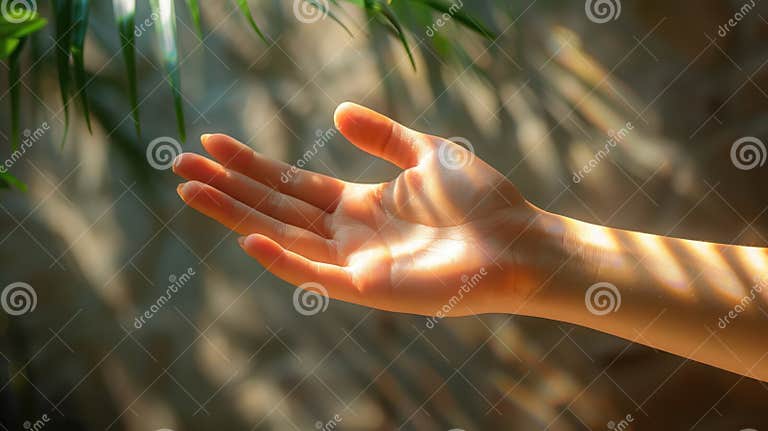 Radiant Hand Casting a Sharp Shadow in Sunlight Stock Illustration ...