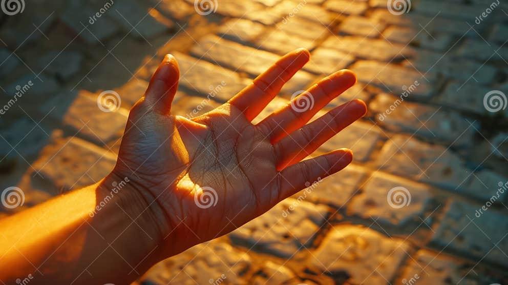 Radiant Hand Casting a Sharp Shadow in Sunlight Stock Illustration ...