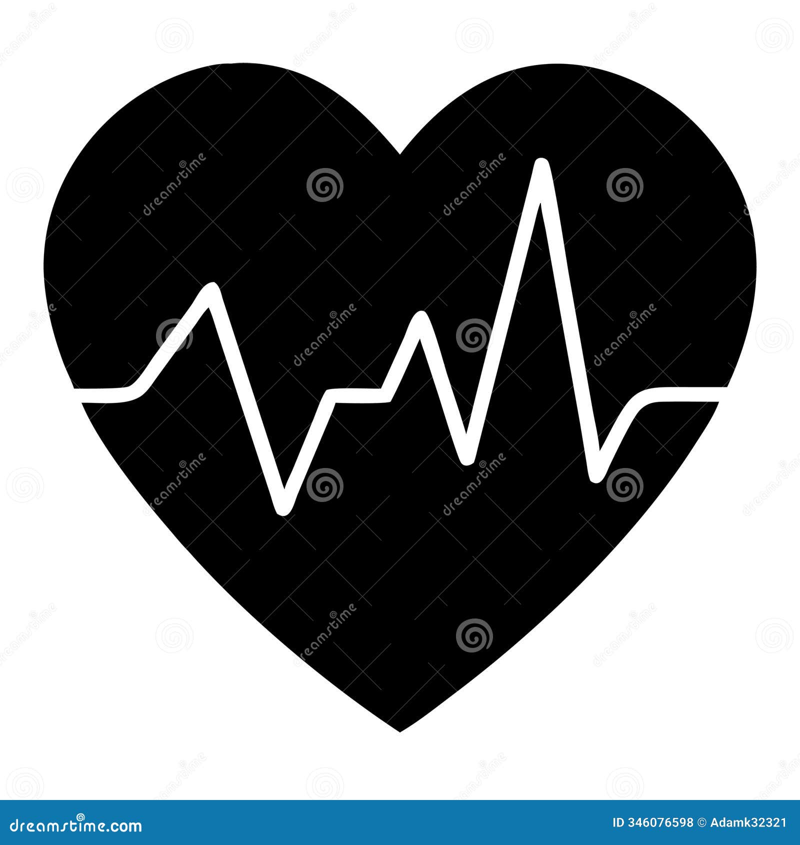 Heartbeat Vector Symbol with Electrocardiogram Line Inside Heart Shape ...